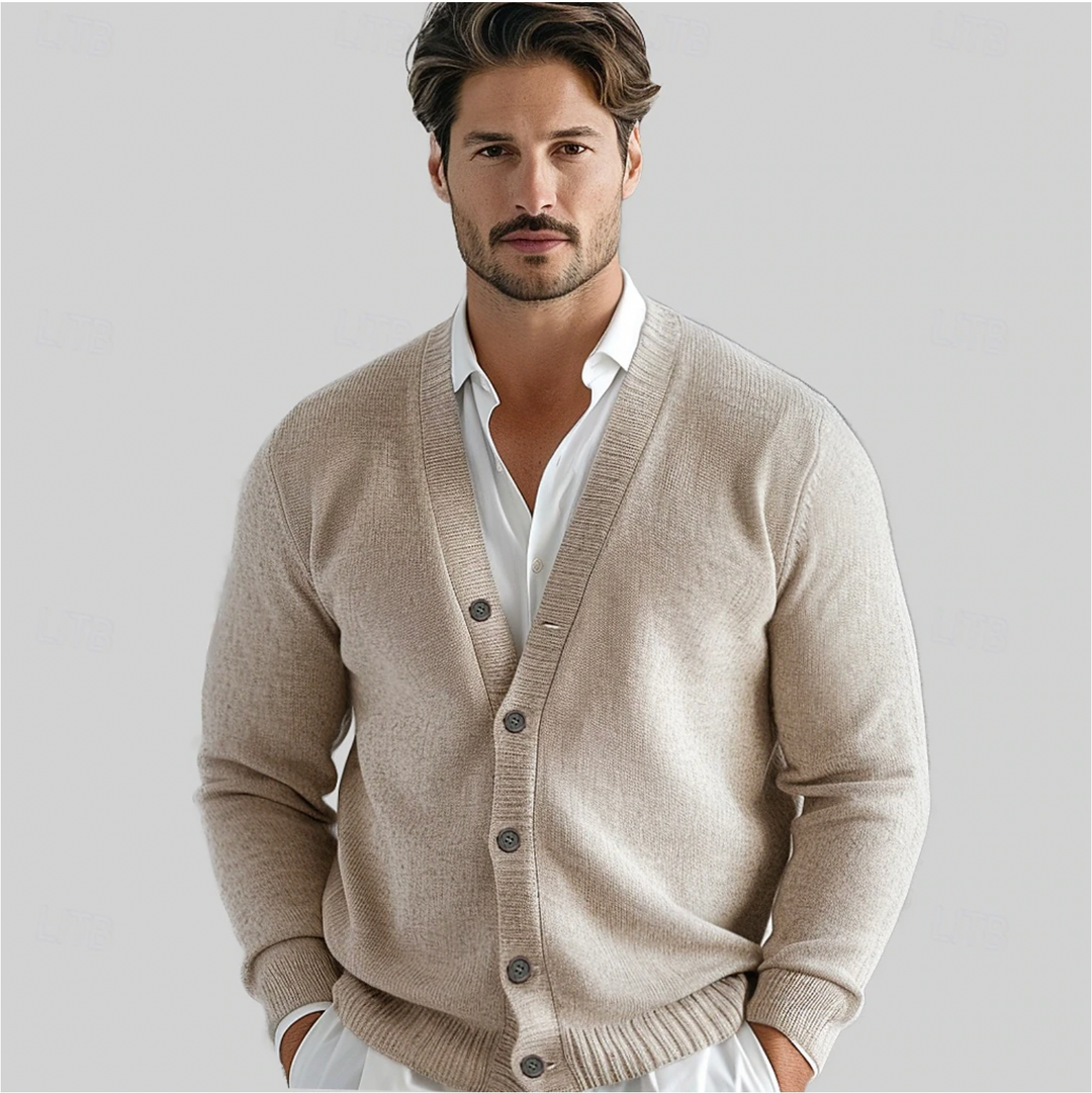Men’s Classic V-Neck Cardigan – All-Season – Maisone Pure